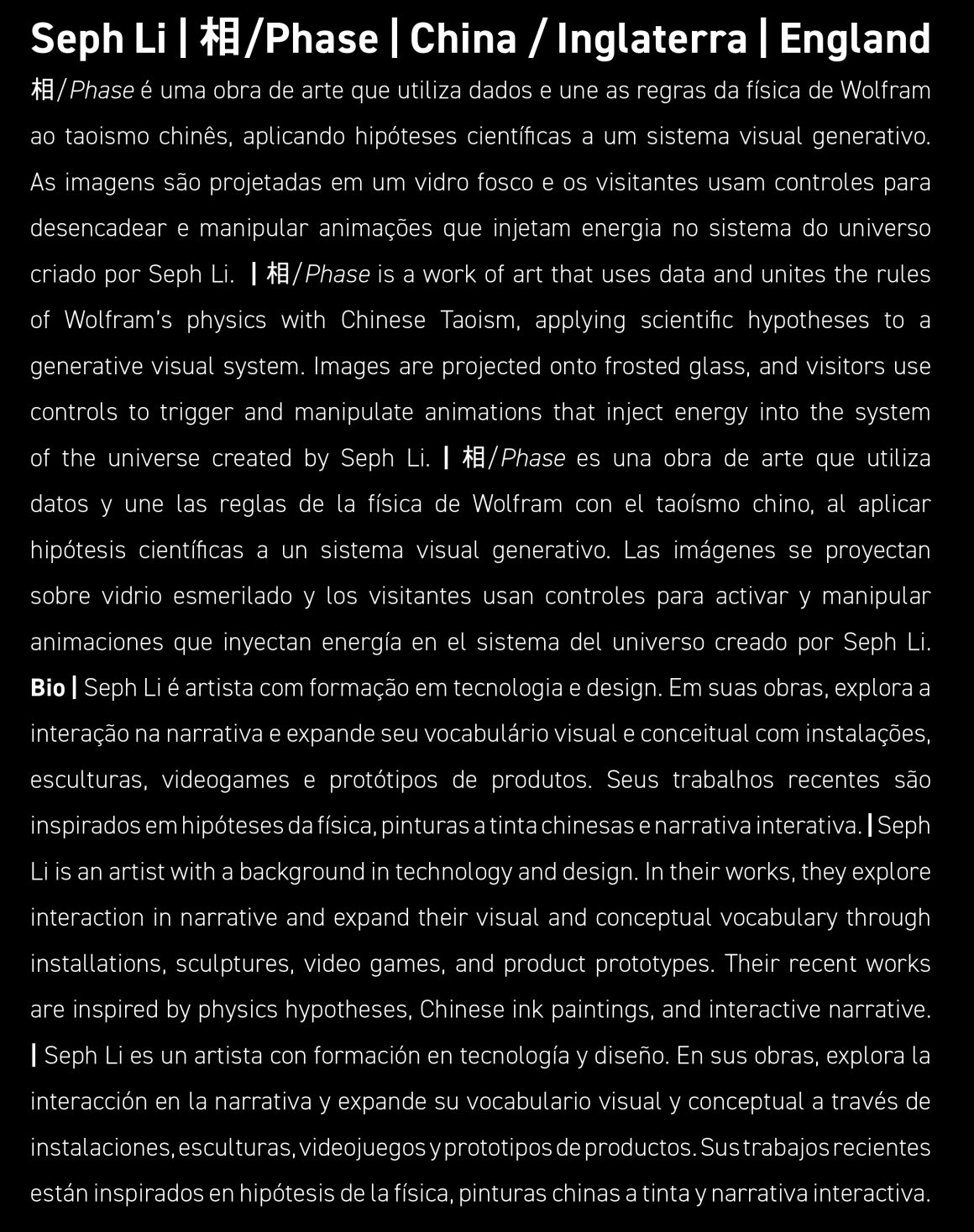 SEPH LI – NOVA BIENAL RIO